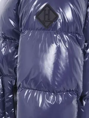 Herno Short Quilted Nylon Down Jacket With Hood And Zip Closure - Blue