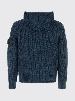 Stone Island Hooded Ribbed Cotton Cardigan With Zip And Logo Patch
