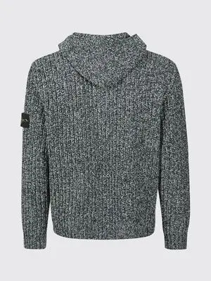Stone Island Hooded Ribbed Cotton Cardigan With Zip And Logo Patch - Green