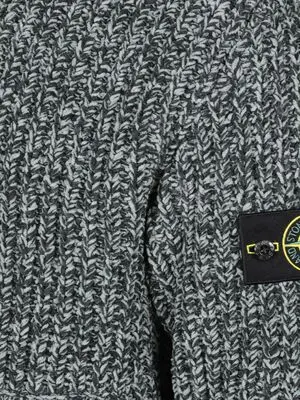 Stone Island Hooded Ribbed Cotton Cardigan With Zip And Logo Patch - Green