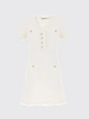 SELF-PORTRAIT Tweed V-neck Sheath Mini Dress With Fringed Hem