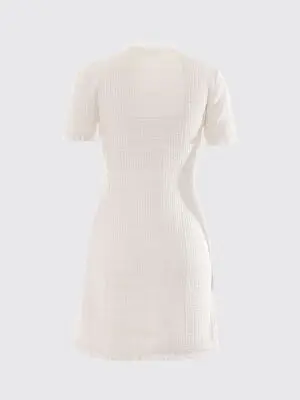 SELF-PORTRAIT Tweed V-neck Sheath Mini Dress With Fringed Hem - White