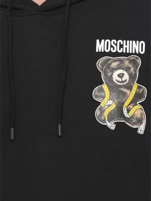 Moschino Cotton Hoodie With Teddy Bear Print - Black