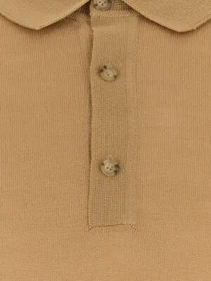 BOSS Long-sleeved Knit Polo Shirt In Pure Virgin Wool - Beige