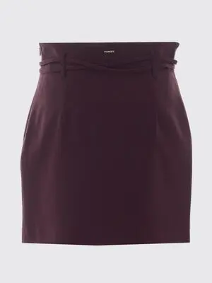 TWINSET High-waisted Pencil Mini Skirt With Belt And Side Zip - Red