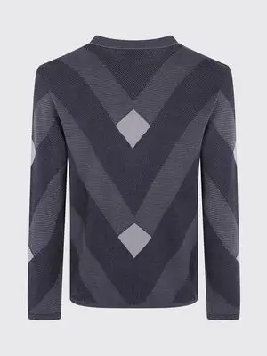 Emporio Armani Diamond Jacquard Cotton Crewneck Sweater