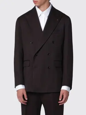 Tagliatore Double-breasted Ceremony Suit In Stretch Virgin Wool - Brown