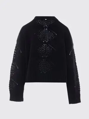 Liu Jo Cropped Open-knit Wool Blend Sweater With Dropped Shoulders