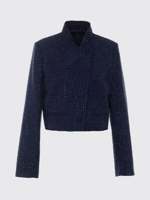 Pinko Single-breasted Short Jacket In Viscose With Crystal Embroidery