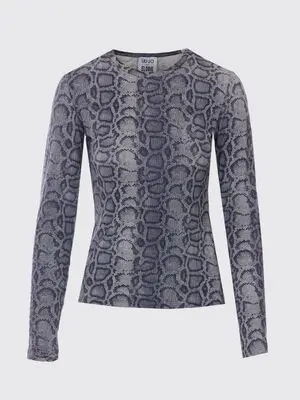 Liu Jo Slim Fit Long-sleeved Top In Stretch Viscose With Abstract Print - Grey