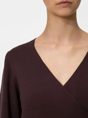 TWINSET Cropped V-neck Sweater In Viscose Blend With Ribbed Trims - Brown