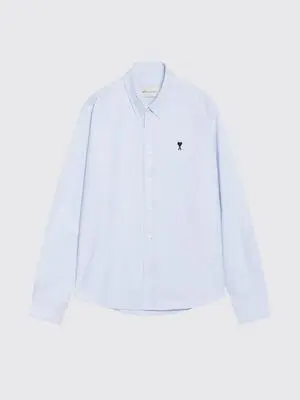 AMI Paris Slim Fit Cotton Shirt With Button-down Collar And Embroidered Logo