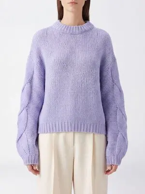 LISA YANG Relaxed Fit Pure Cashmere Crewneck Sweater With Dropped Shoulders - Lilac