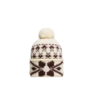 Moncler Jacquard Knit Beanie - White