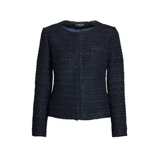 RUMOUR LONDON Camille Cotton Tweed Jacket In Navy