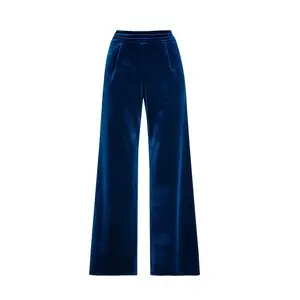 RUMOUR LONDON Avery Velvet Wide-leg Trousers In Royal - Blue