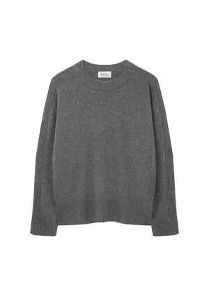 LOOP CASHMERE Cashmere Longline Crew Neck Sweater In Pewter - Grey