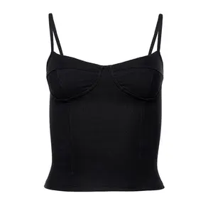 EARTH BODY Rim Corset Ribbed Tank - Black