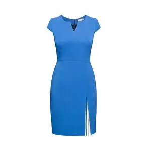 RUMOUR LONDON Mariana Stretch-crepe Dress With Capped Shoulder & Pleated Deatail - Blue