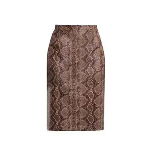 RUMOUR LONDON Sandy Snake Skin Faux Leather Pencil Skirt - Brown