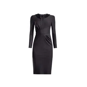 RUMOUR LONDON Rebecca Soft Jersey Dress With Waistline Drapes And A Detachable Collar - Black