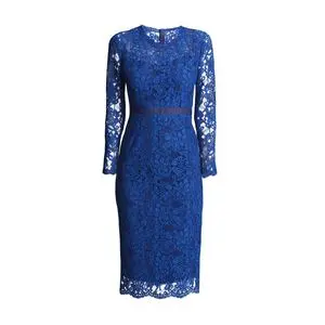 RUMOUR LONDON Chiara Long Sleeve Lace Dress In Azure - Blue