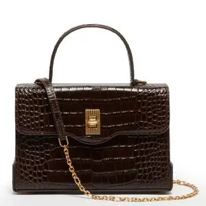 Lulu Guinness Chocolate Croc Queenie Handbag