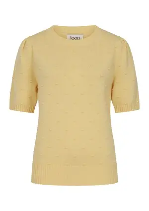 LOOP CASHMERE Bobble Puff Sleeved Sweater In Glow - Yellow
