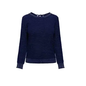 RUMOUR LONDON Lulu Tie-back Cotton & Modal Jumper With Metallic Stripe - Blue