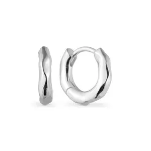 BEYJOU Mini Textured Huggie Hoop Earrings Silver