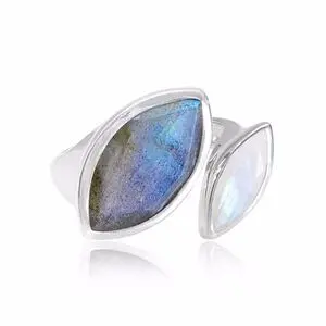 NEOLA DESIGN Celestine Sterling Cocktail Ring Moonstone - Silver