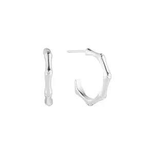 BEYJOU Bamboo Hoop Earrings - Silver