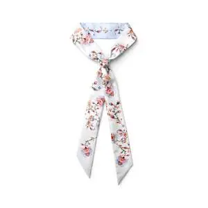 JESSIE ZHAO NEW YORK Silk Skinny Scarf Dawn Garden - White
