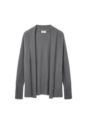 LOOP CASHMERE Relaxed Edge To Edge Cardigan In Pewter - Grey