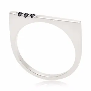 NEOLA DESIGN Minerva Sterling Silver Stacking Ring With Onyx - Black/gray