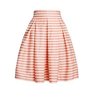 RUMOUR LONDON Amalfi Coral Striped Midi Skirt - Pink