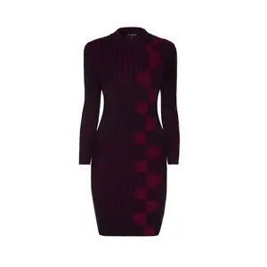 RUMOUR LONDON Luna Two-tone Ribbed Knit Dress With Graphic Detail - Red