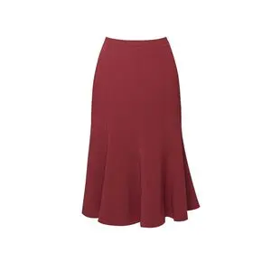 RUMOUR LONDON Lucy Wool Midi Skirt In Berry - Red