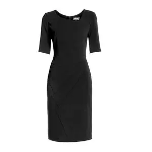 RUMOUR LONDON Amelie Fitted Knee Length Dress With Asymmetrical Neckline - Black