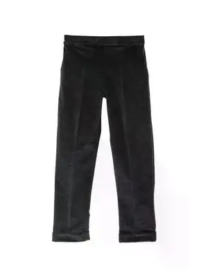 WHYCI Velvet-effect Turn-up Trousers - Grey