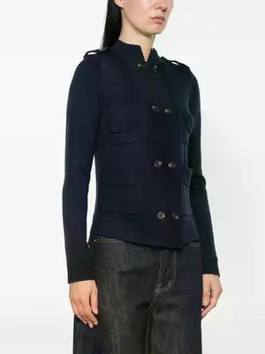PSOPHIA Double-breasted Military Cardigan - Blue