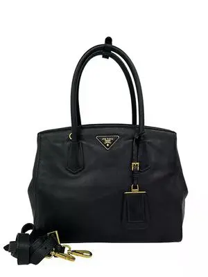 Prada 2010-2026 Vitello Grain Satchel - Black