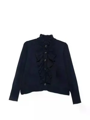PSOPHIA Ruffled-trim Cardigan - Blue