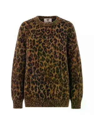 ANIYE BY Felly Leopard-print Distressed Sweater - Brown