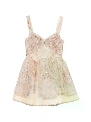 Zimmermann Graphic-print Flared Mini Dress - Neutrals