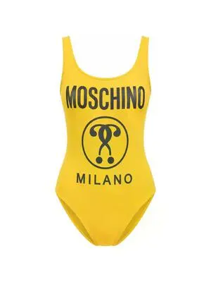 Moschino Logo-print Scoop-neck Swimsuit - Yellow