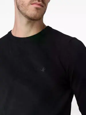 BROOKSFIELD Logo-embroidered Wool Sweater - Black