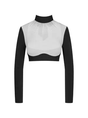 SCANDALE Nuit Fauve Tulle-panelled Top - Black