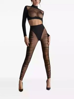 SCANDALE Nuit Fauve Mesh-panel Leggings