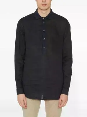 PAOLO PECORA Button-up Linen Shirt - Blue